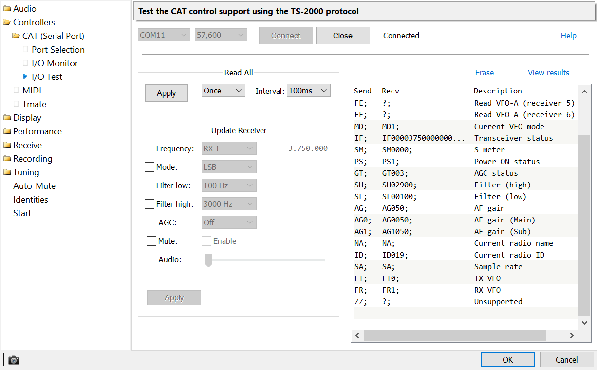 Serial Port (CAT) - Connecting via CAT Configuration